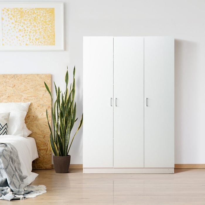 Design Square Monica Large Cupboard Multi purpose Tall Storage Cabinet 3 Doors White