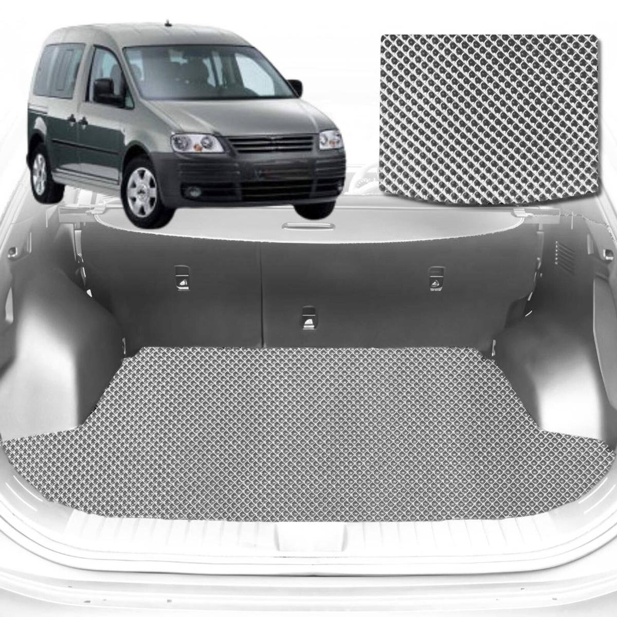 6D Diamond Car Boot Mat for VolksWagen Caddy 2005-2021-Cargo Mat-Grey ...