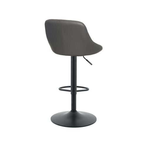 Arco Kitchen Gas lift Bar Stool (Set of 2) - Grey PU Leather Black Legs ...