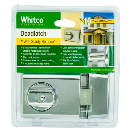 Whitco Bright Chrome Double Cylinder Deadlatch - Bunnings Australia