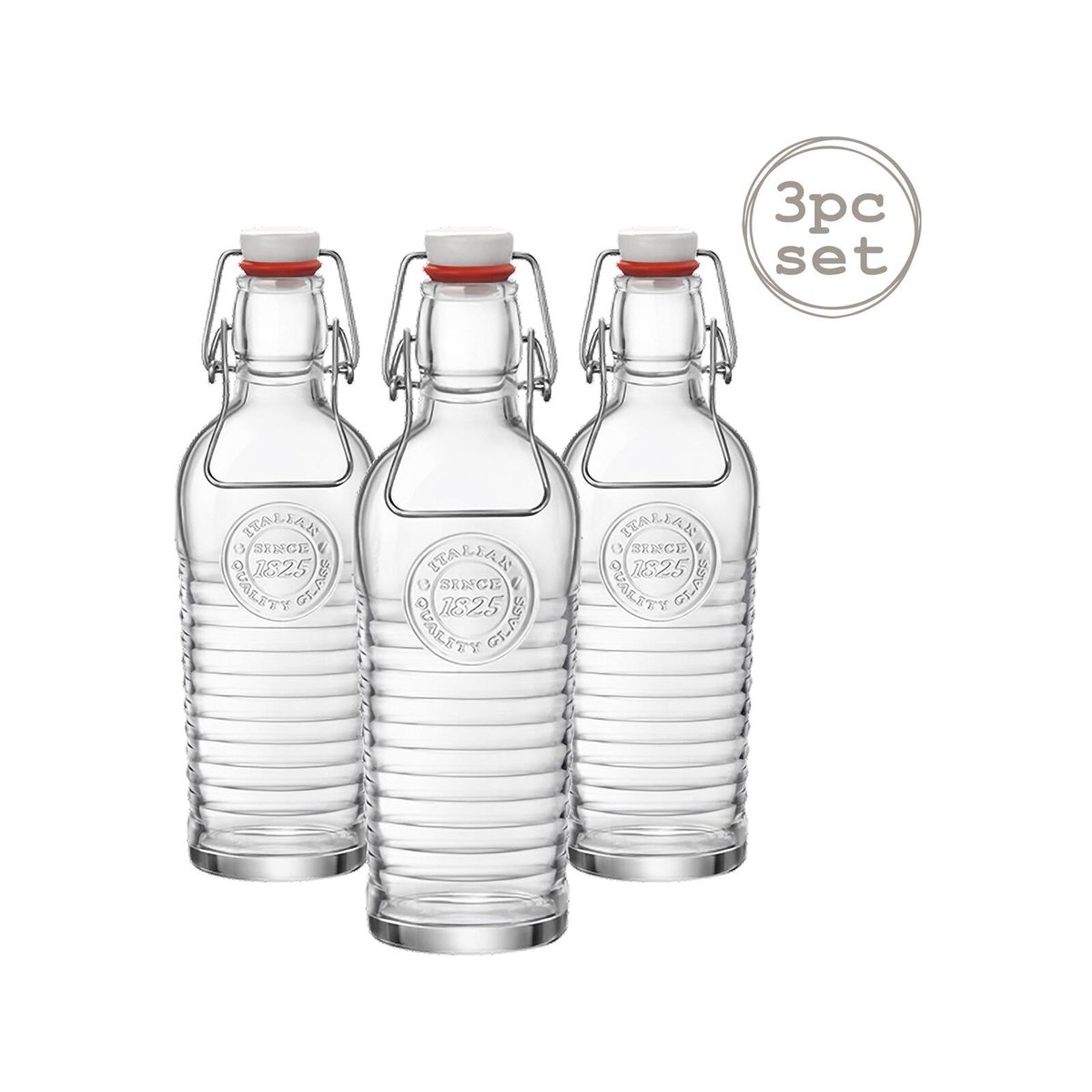 Bormioli Rocco 3 Piece Officina 1825 Swing Top Water Bottles Set ...