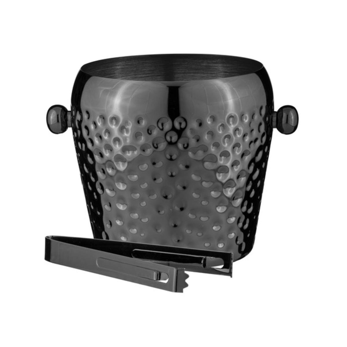 Spencer Hammered Stainless Steel 13cm Ice Bucket w/ Tongs - Black ...