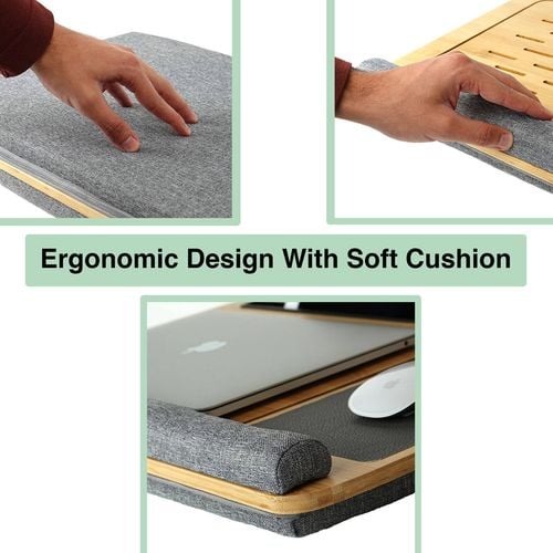 CARLA HOME Bamboo Laptop Lap Desk with Cushion and Angle Adjustable for ...
