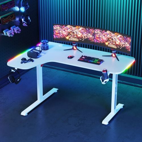 Advwin Gaming Desk RGB LED Light 140cm Computer Desk Carbon Fiber Table ...