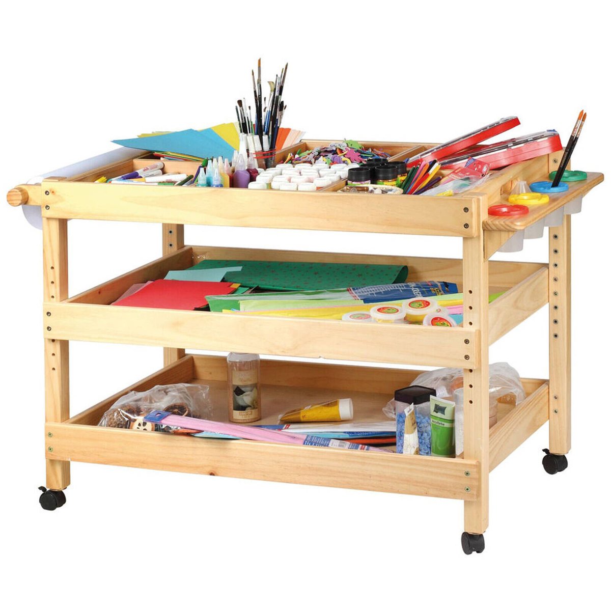 Beleduc Craft Trolley Wooden Storage Cart w/ Wheels Art & Kids/Children ...