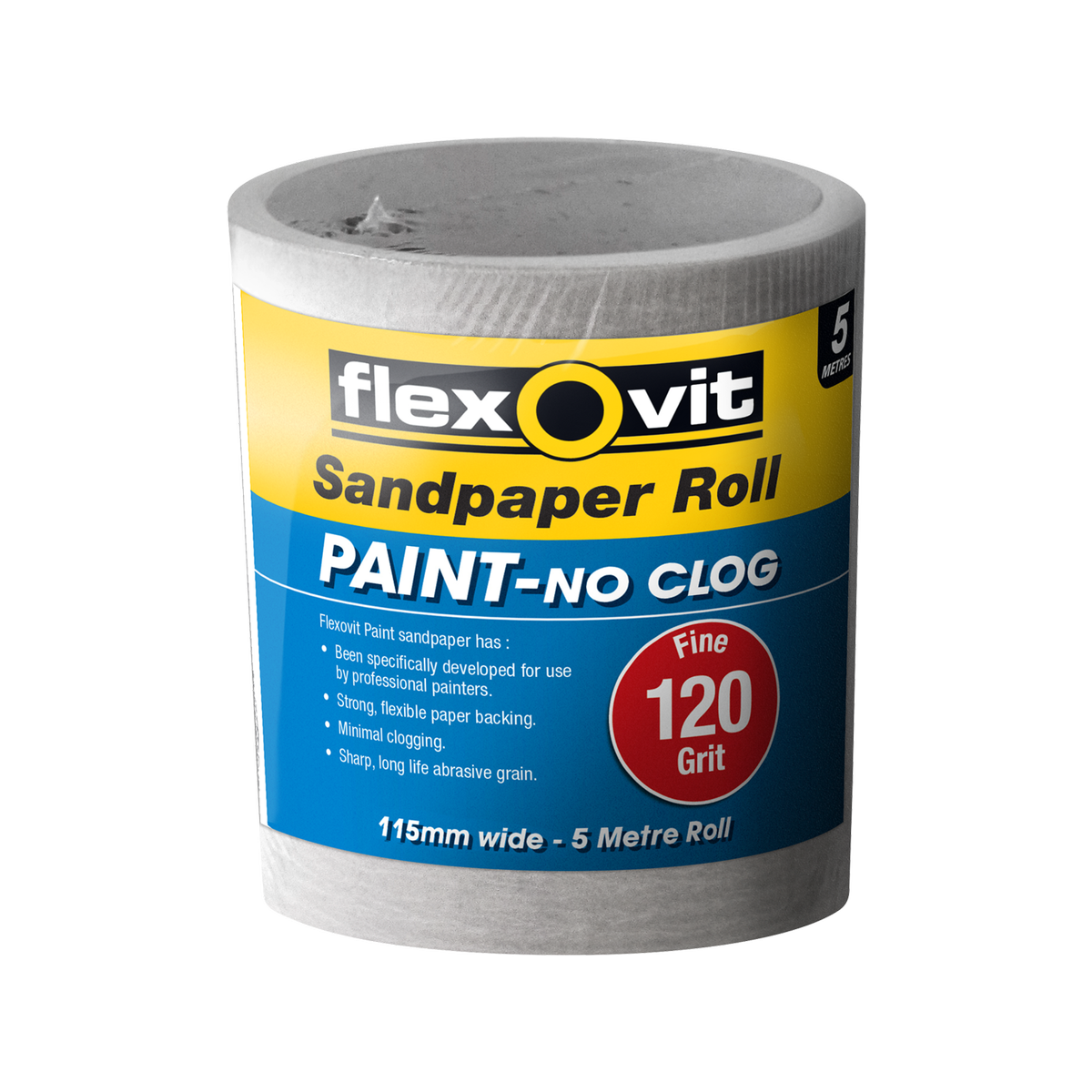 Flexovit 115mm x 5m 120 Grit Painted Surface Sandpaper Roll - Bunnings ...
