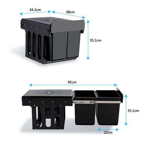 Salesbay 2X15L Twin Pull Out Bin Slide Garbage Kitchen Double Rubbish ...