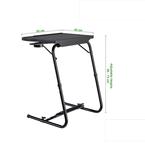 TABLE BUDDY Executive 55x40x73cm with Cupholder & Foot Rest Folding Table- Black - Bunnings ...