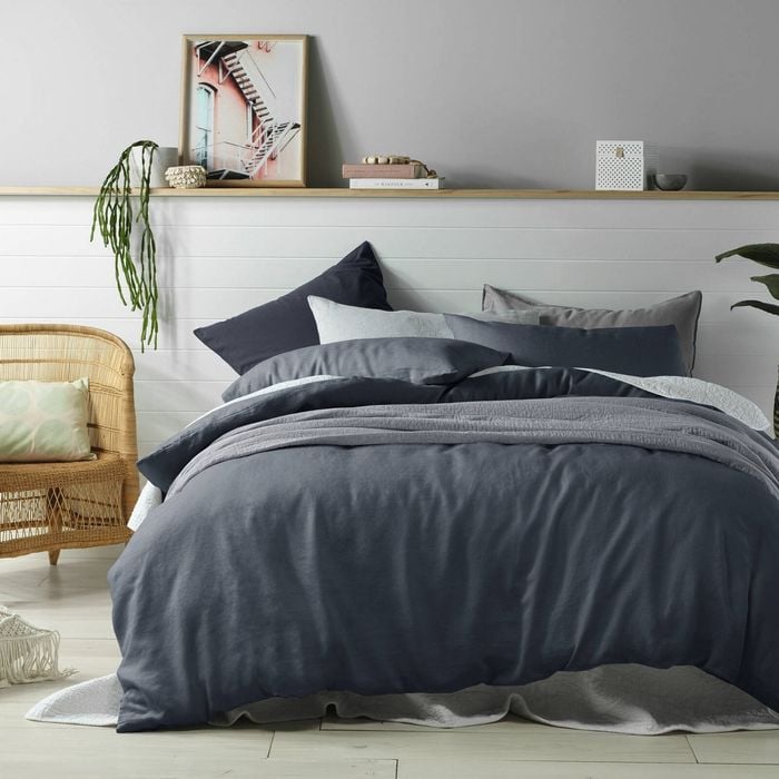 Vintage Design Homewares 100% Linen Graphite Quilt Cover Set Super King ...