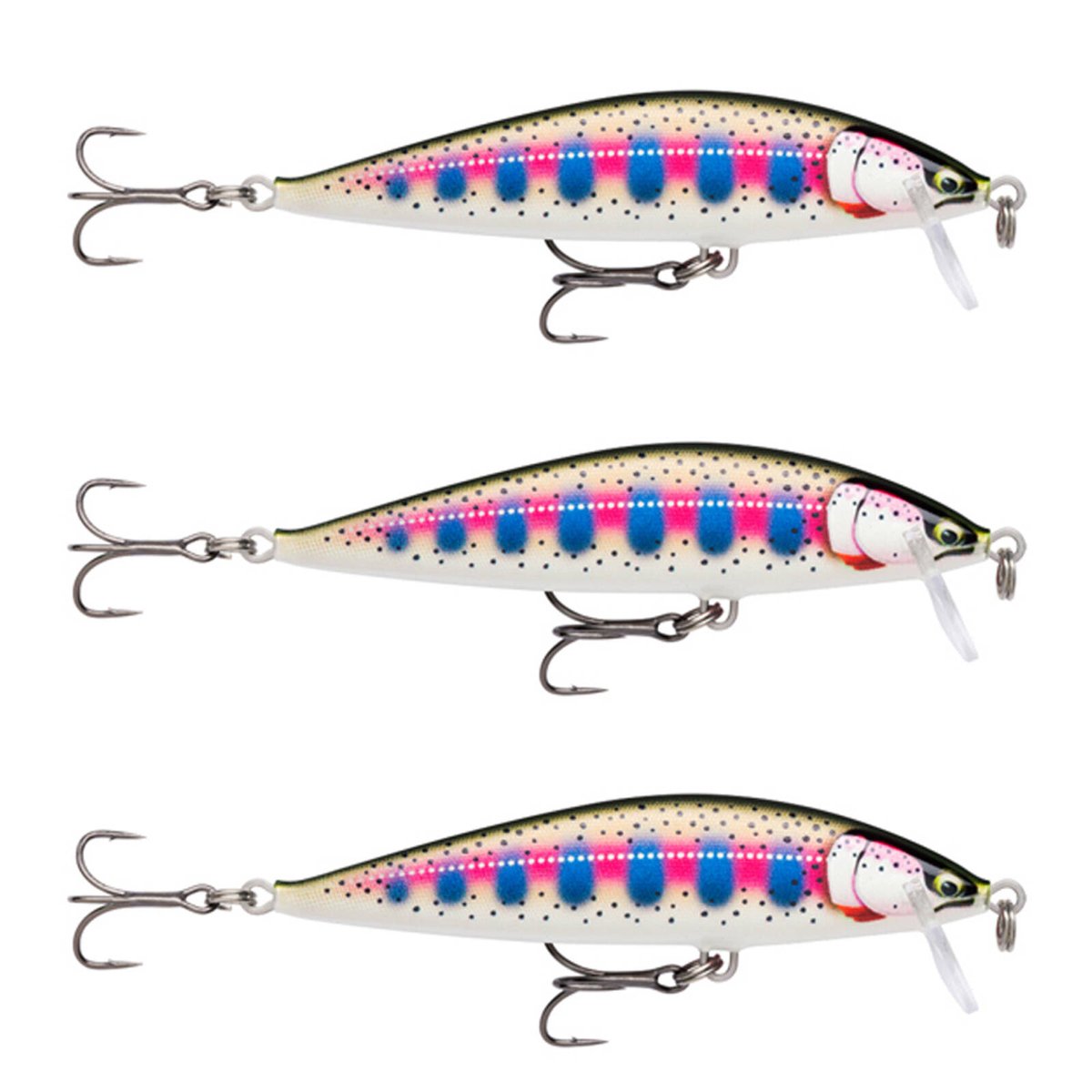 3x Rapala 9.5cm Countdown Sinking Hardbody Balsa Fishing Lures - Gilded Rainbow - Bunnings Australia