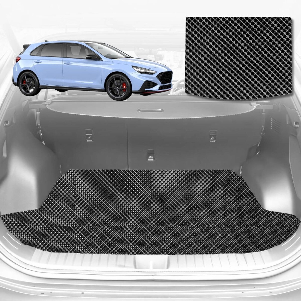 6D Diamond Car Boot Mat for Hyundai i20 N (BC3/BI3)2020-Current-Hatch ...