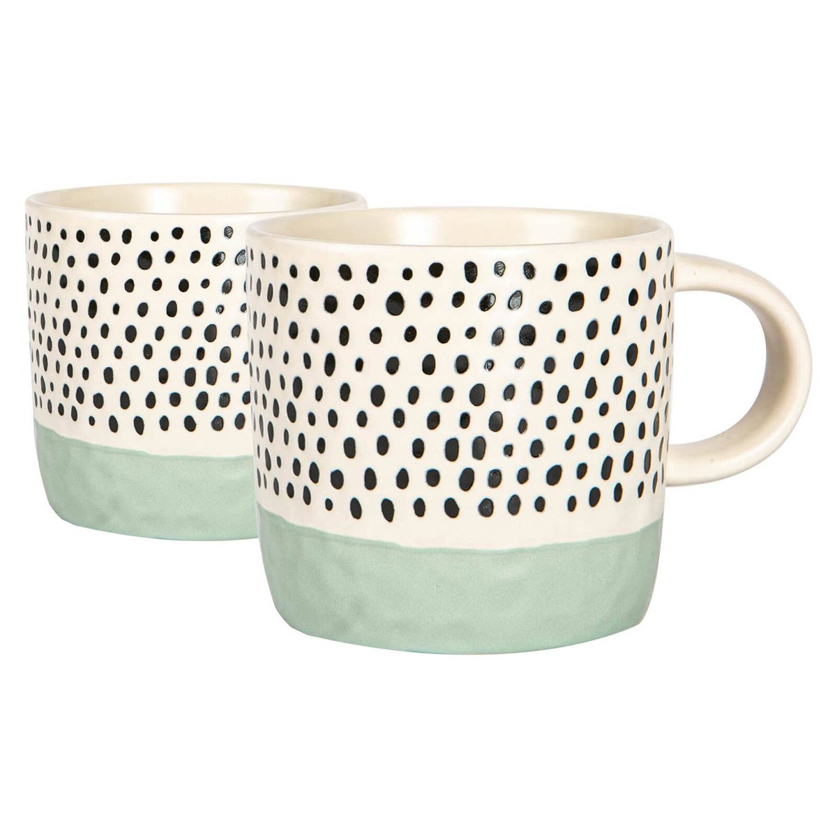 Nicola Spring Dipped Spot Stoneware Coffee Mugs - 385ml - Blue - Pack ...