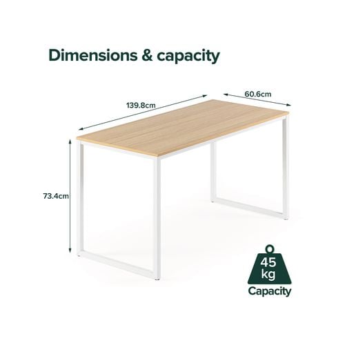 Zinus Computer Desk Home Office Table Study Desks Wooden - White 140cm ...