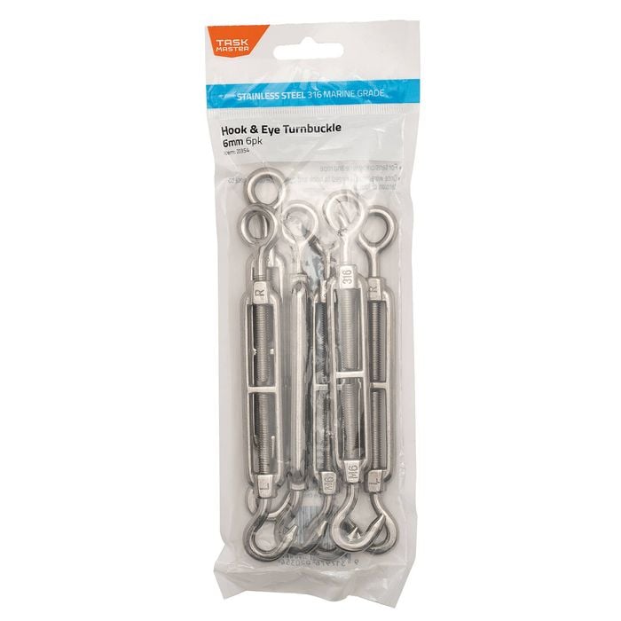 Taskmaster 6mm 316 Stainless Steel Turnbuckle - 6 Pack - Bunnings New ...