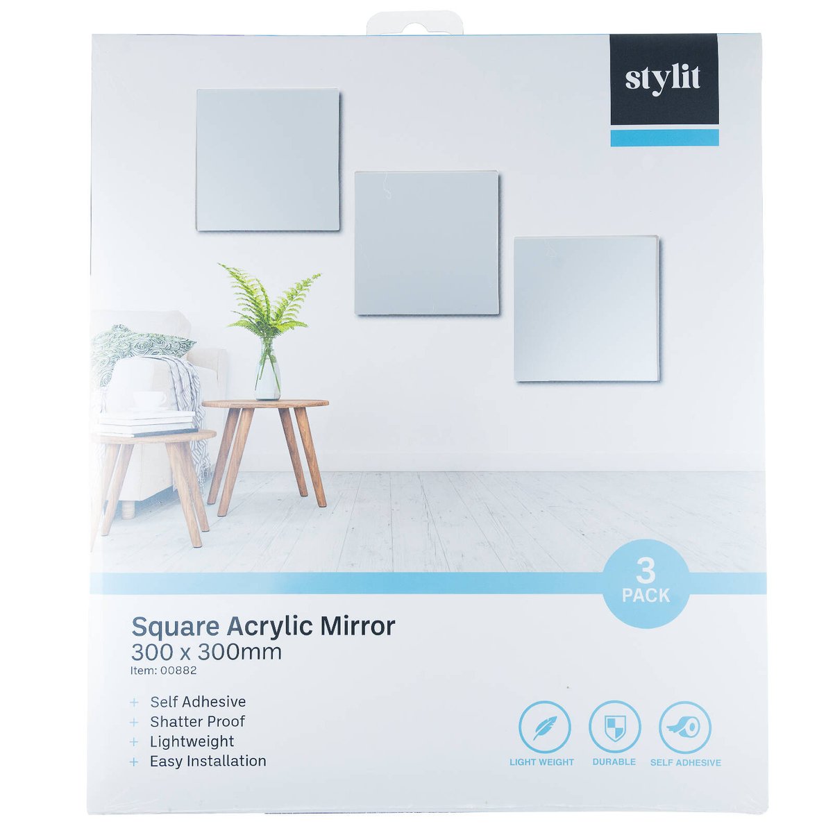 Edge 300 x 300mm Square Acrylic Mirror - Bunnings New Zealand