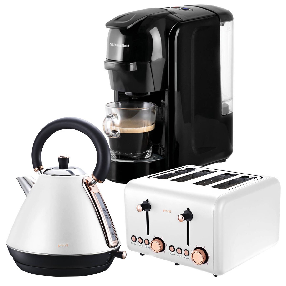 Pronti Kettle, Pronti Toaster and HomeMaid Coffee Machine Breakfast Set ...