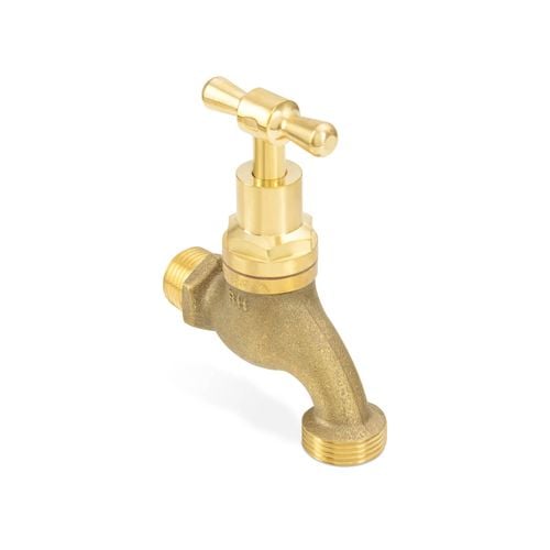 Brasshards 1/4 Turn T-Head MI Hose Tap 15mm Rough Brass Lead Free ...