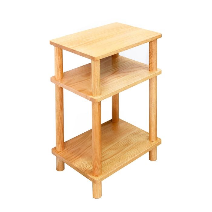 MIUZ 3-Tier Tall Side Table Bedside Table Solid Oak Display Rack Shelf ...