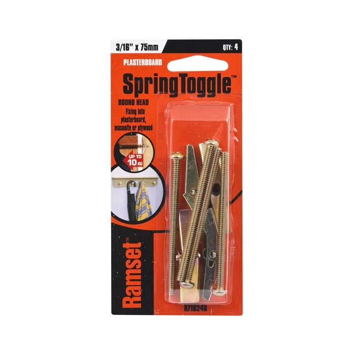Ramset 3 / 16" x 75mm Round Head Toggle Spring - 4 Pack - Bunnings Australia