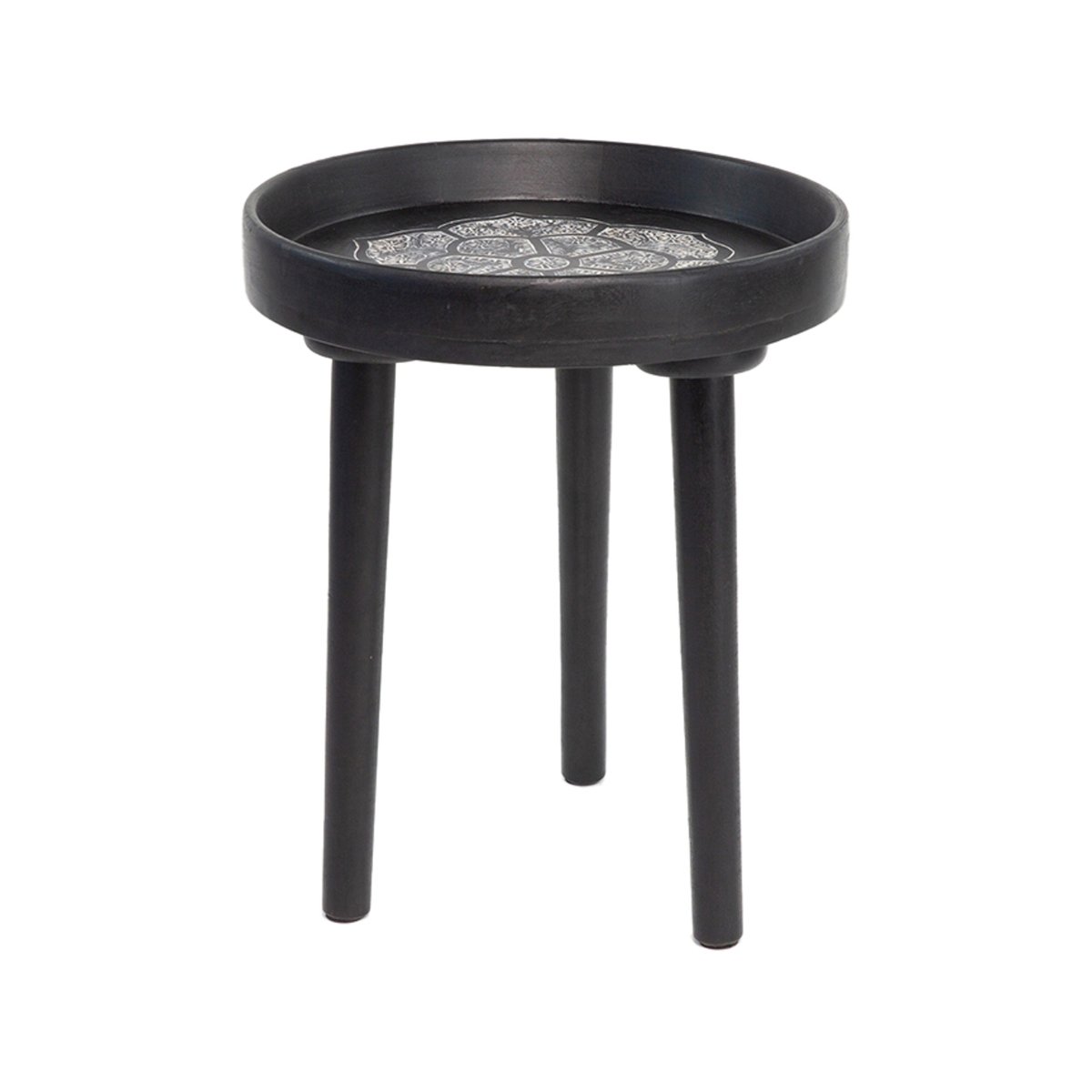 Rayell 46cm Carved Timber Top Bisque Side Table - Black - Bunnings ...