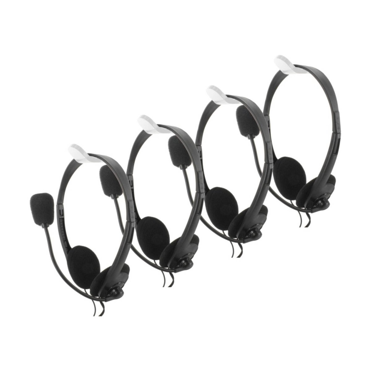 4 Pack Office Headsets On-Ear Headphones with Mic & Volume Control ...