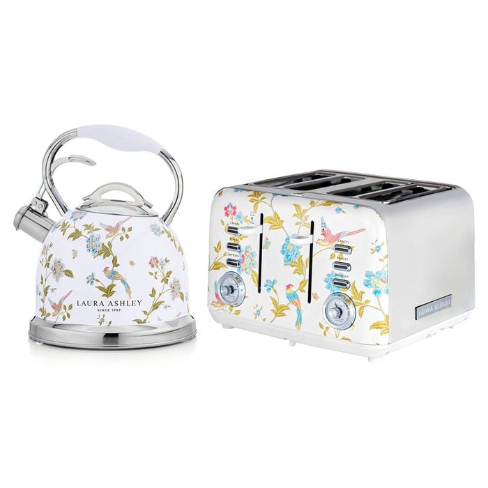 Laura Ashley Elveden White 2.5L/10 Cup Kettle & 4 Slice Bread Toaster ...