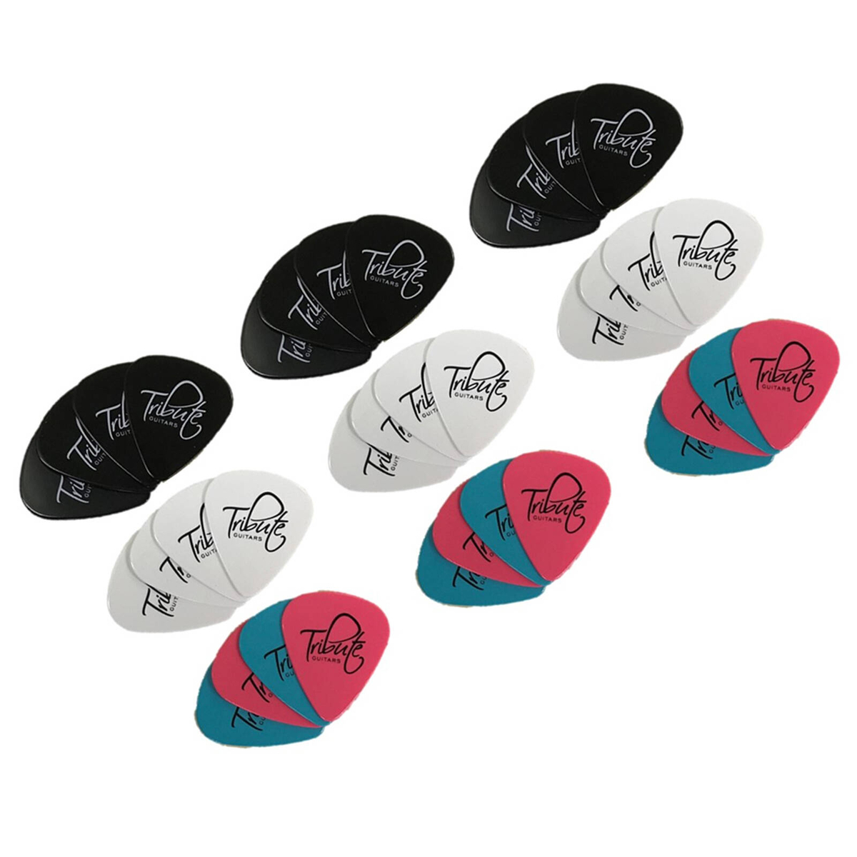 36pc Tribute Coloured Guitar Plectrum Picks Medium 0.74mm Assorted ...