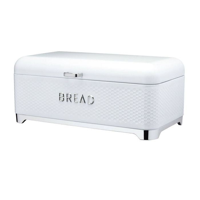 Lovello Carbon Steel Textured Bread Bin 42x22cm - Ice White - Bunnings ...