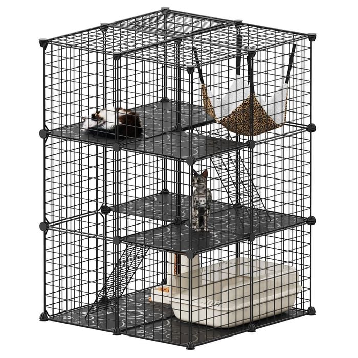 Advwin Cat Cage 3 Tier DIY Pet Crate Cat Villa Cat Enclosure - Bunnings ...