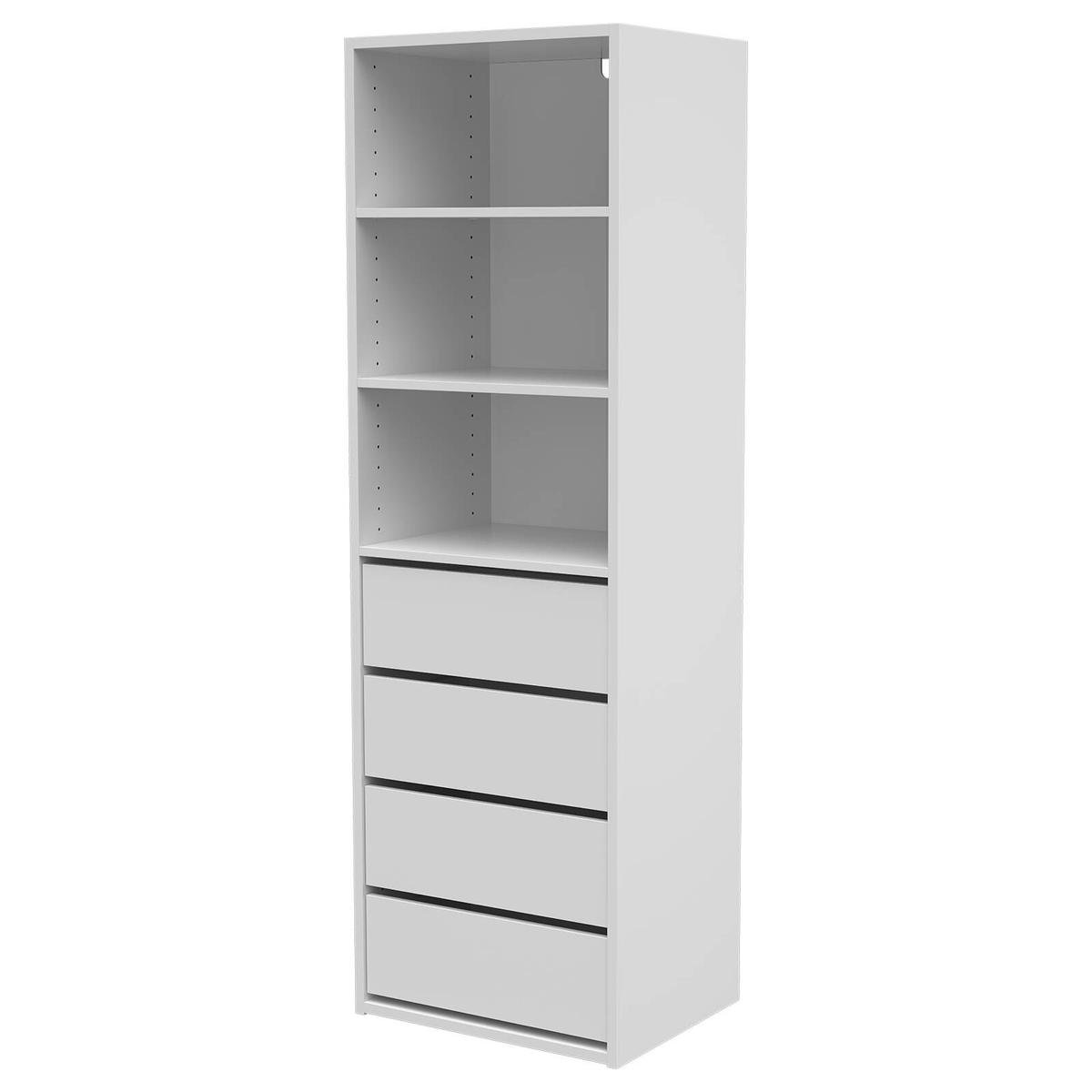 Flexi Storage Wardrobe 400mm White Matte 3 Shelf And 4 Drawer Unit ...