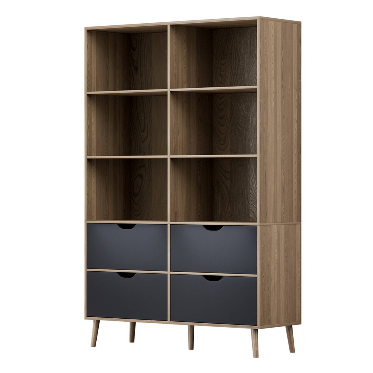 Artiss Bookshelf with 4 Drawers Bookcase 2 x 5 Storage Unit - Bunnings ...