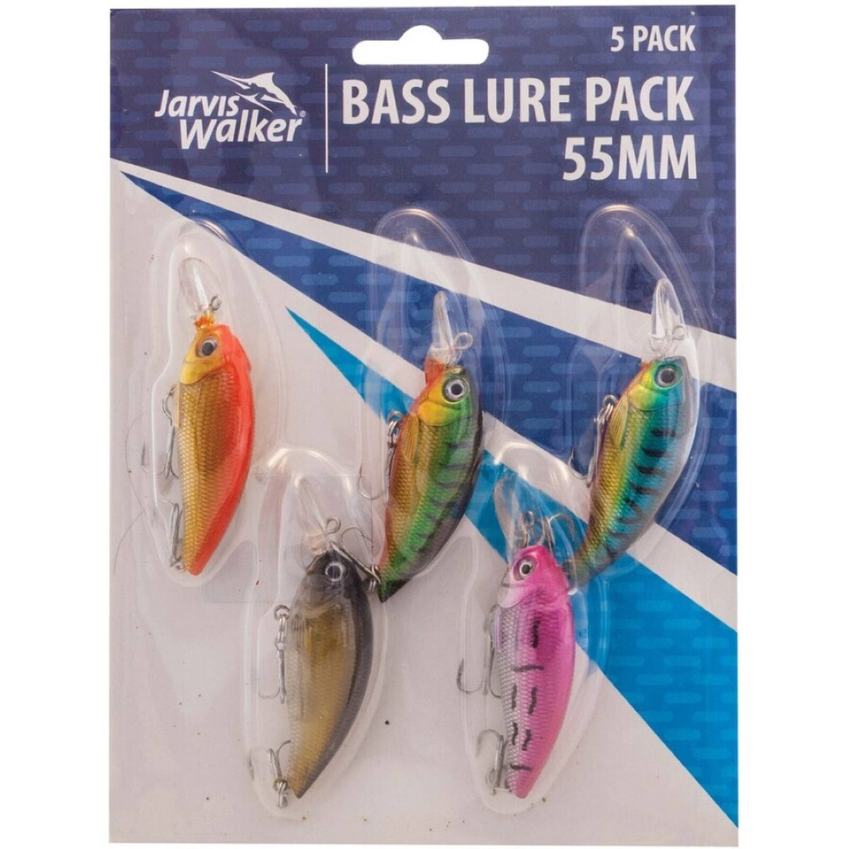 Jarvis Walker 55mm Bass Lure Pack - 5 Pack of Hard Body Fishing Lures ...
