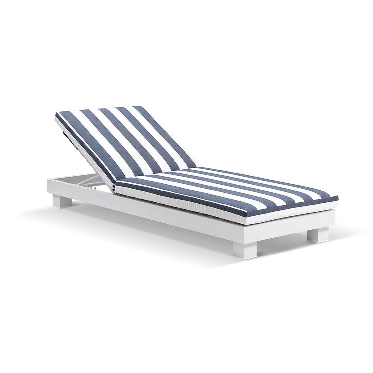 Santorini Aluminium Outdoor Sun Lounge White - Navy Stripe - Bunnings ...