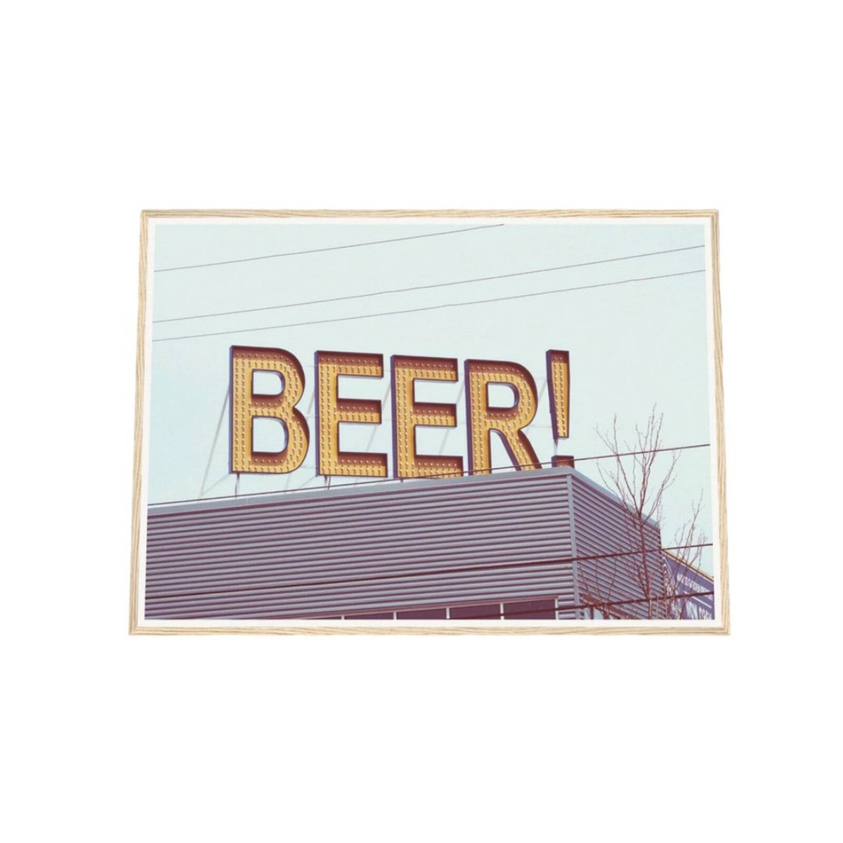 Galrie Vintage Beer Sign Fine Art Photography Print, Wood Frame, A4 21 ...