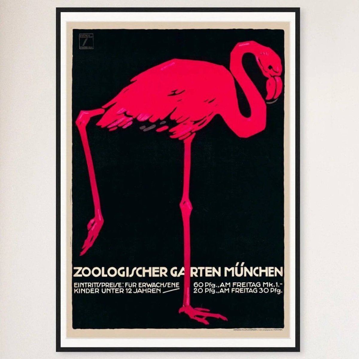 Galrie Munich Zoo Vintage Pink Flamingo Poster by Ludwig Holhwein for ...