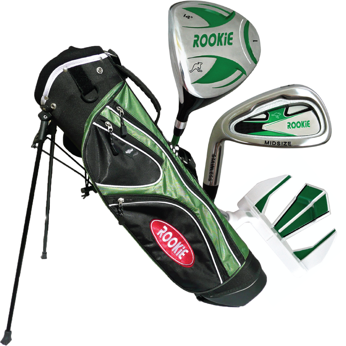 Rookie - Kids Golf Set RH - 4 Pce Green 7 to 10 YRS - Bunnings Australia