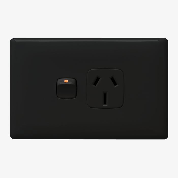 HPM LINEA 15A Single Powerpoint - Black - Bunnings Australia