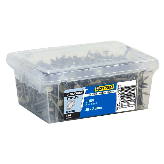 Otter 40 x 2.8mm 1kg Stainless Steel Clout Nails Clouts - Bunnings ...