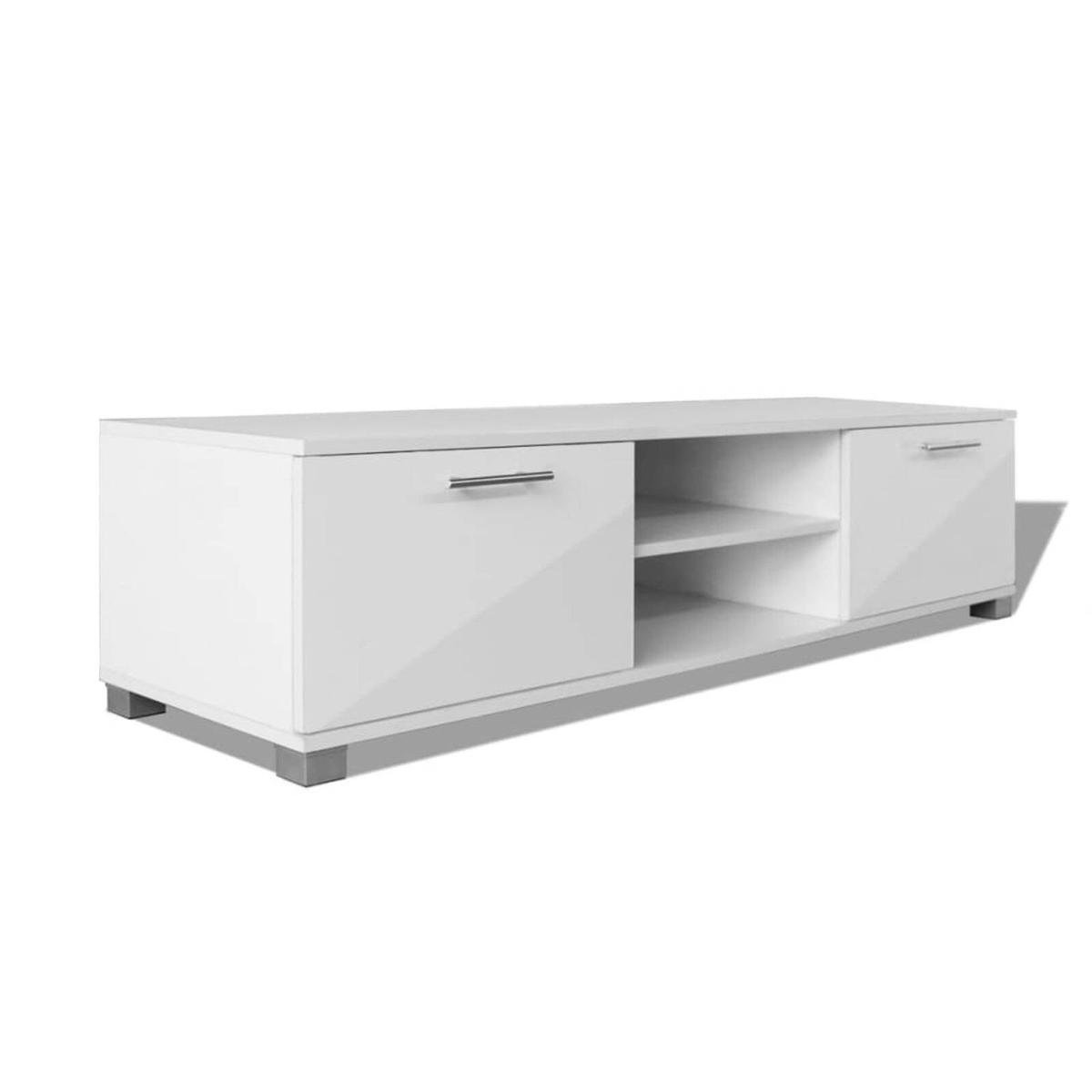 vidaXL TV Cabinet High-Gloss White Living Room TV Stand Unit Shelf ...