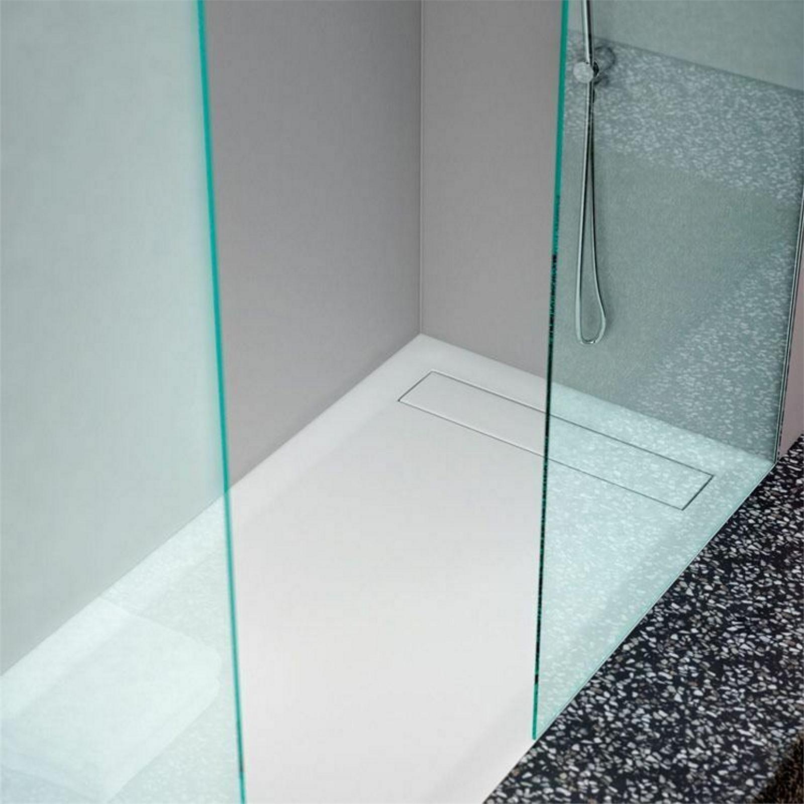 Wet Area Solutions 1200 x 900mm White Solid Surface Shower Base With Rear Channel Bunnings Australia