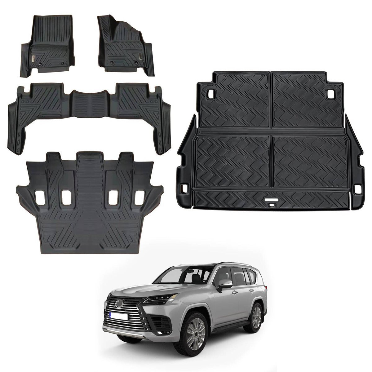 AUSGO Floor Mats & Boot Liner Set for LEXUS LX Series LX500d LX600 2021 ...