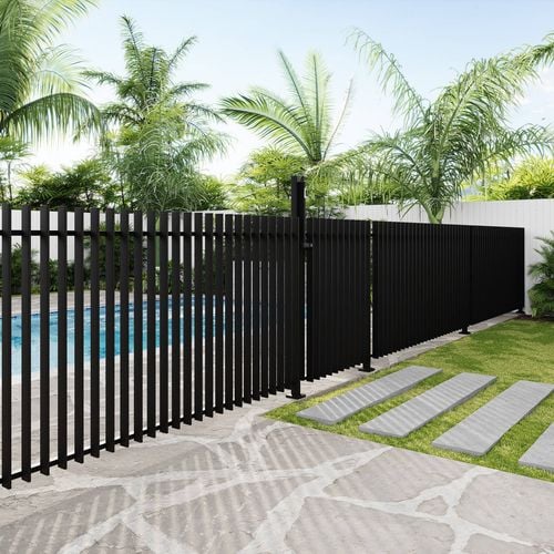 ProtectorAl 2400 x 1200mm Black Aluminium Radiator Pool Fence Panel ...