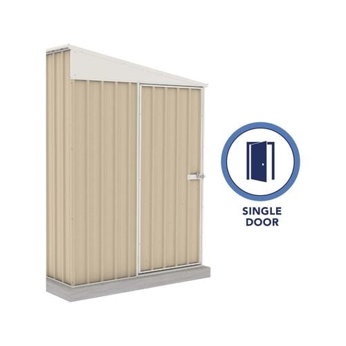 Absco Sheds 1.52 x 3.0 x 2.06m Classic Cream Narrow Single Door Garden ...