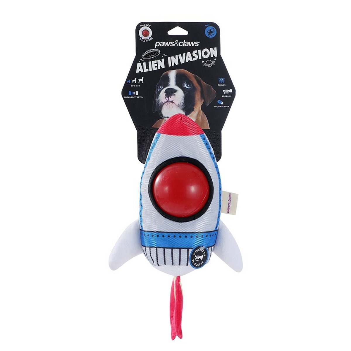 Paws & Claws Alien Invasion Pet Dog Toy Rocket Ship 30x18x9cm ...