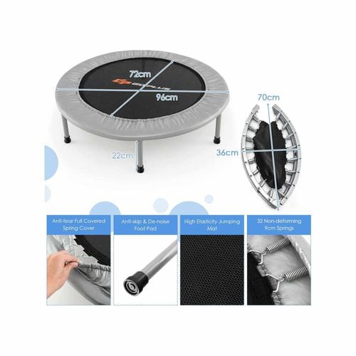 Costway 38” Mini Trampoline Foldable Fitness Trainer Max Load 150KG ...