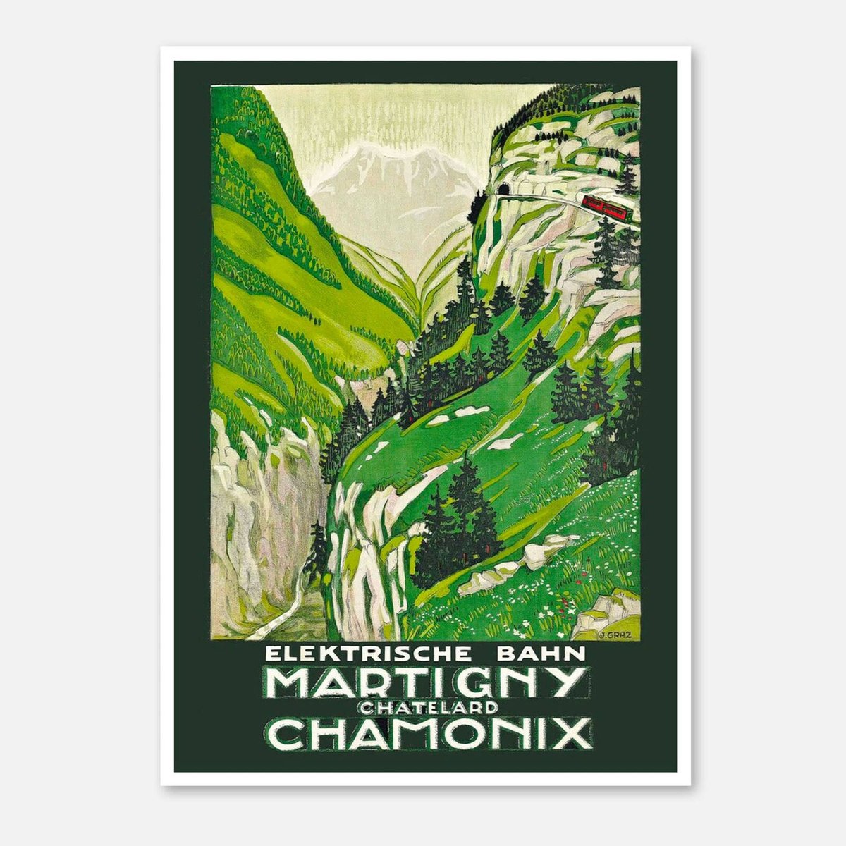 Galrie Vintage Electric Railway Art Print of Martigny to Chamonix by J ...