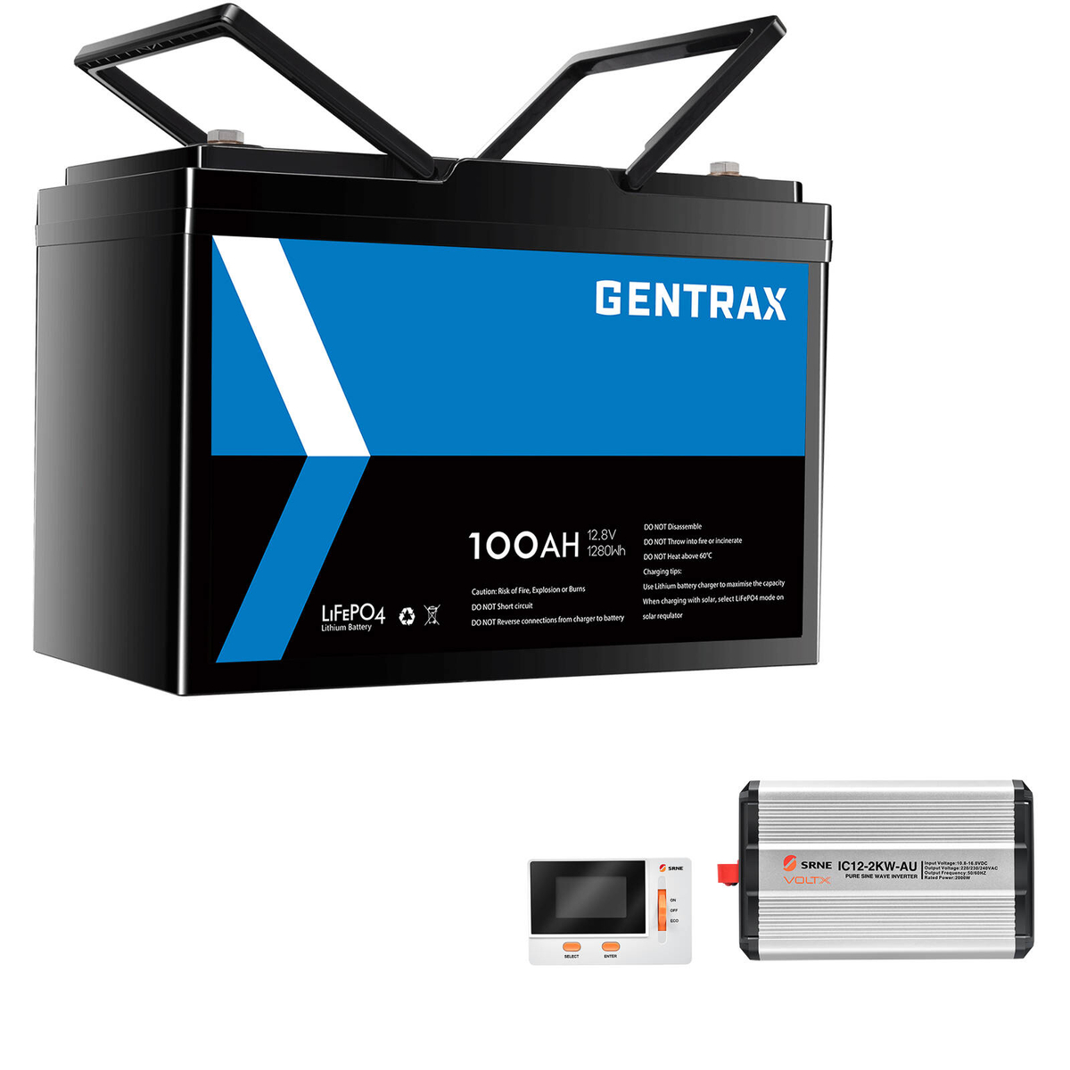 GENTRAX 12V 100Ah Lithium Battery, 2KW Inverter, LCD Display - Bunnings ...