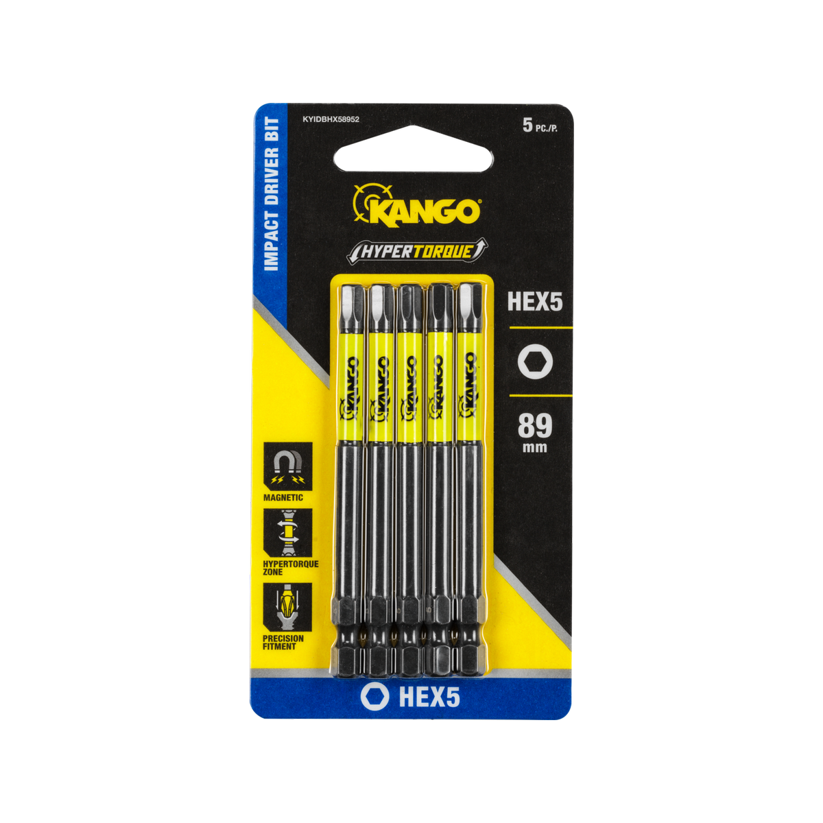 Kango Hypertorque 89mm HEX5 Impact Driver Bit - 5 Pack - Bunnings Australia