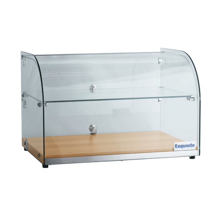 Exquisite Two Tiers Curved Glass Ambient Cake Display – Natural Oak ...