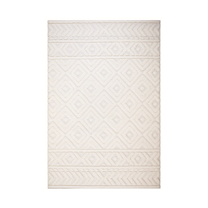Perla Cream 160 x 220cm Heat Set Polyester Rug - Bunnings Australia